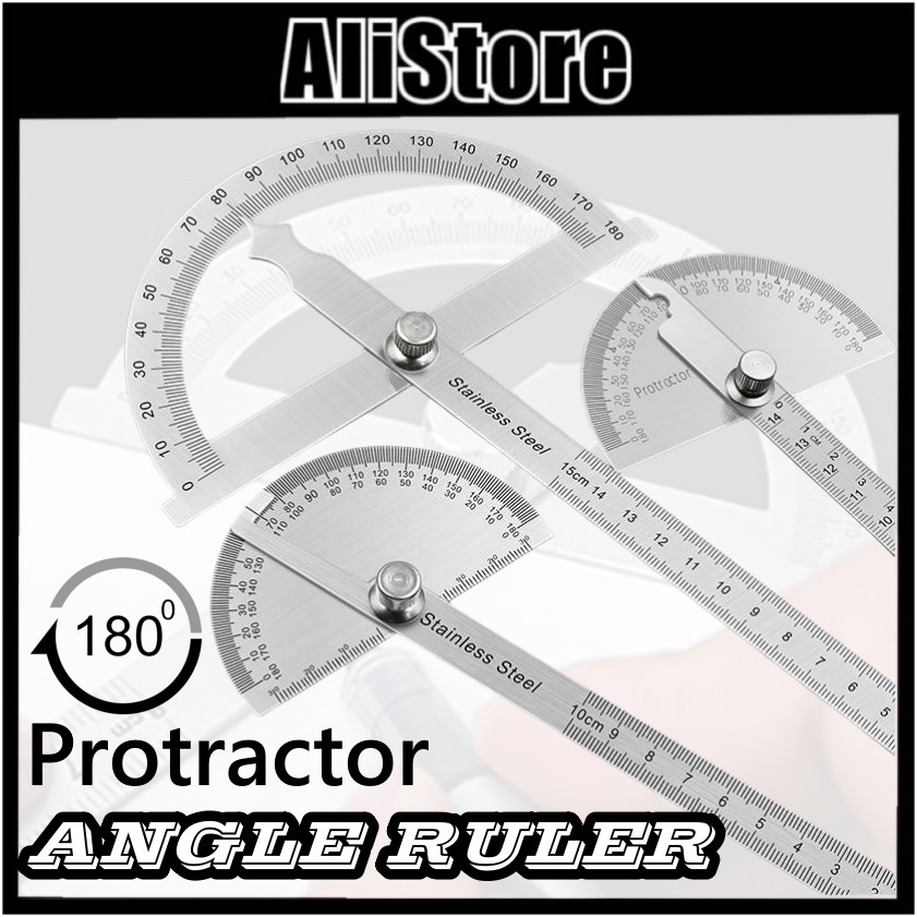ALi 180 Degree Protractor Metal Angle Finder Goniometer Angle Ruler ...