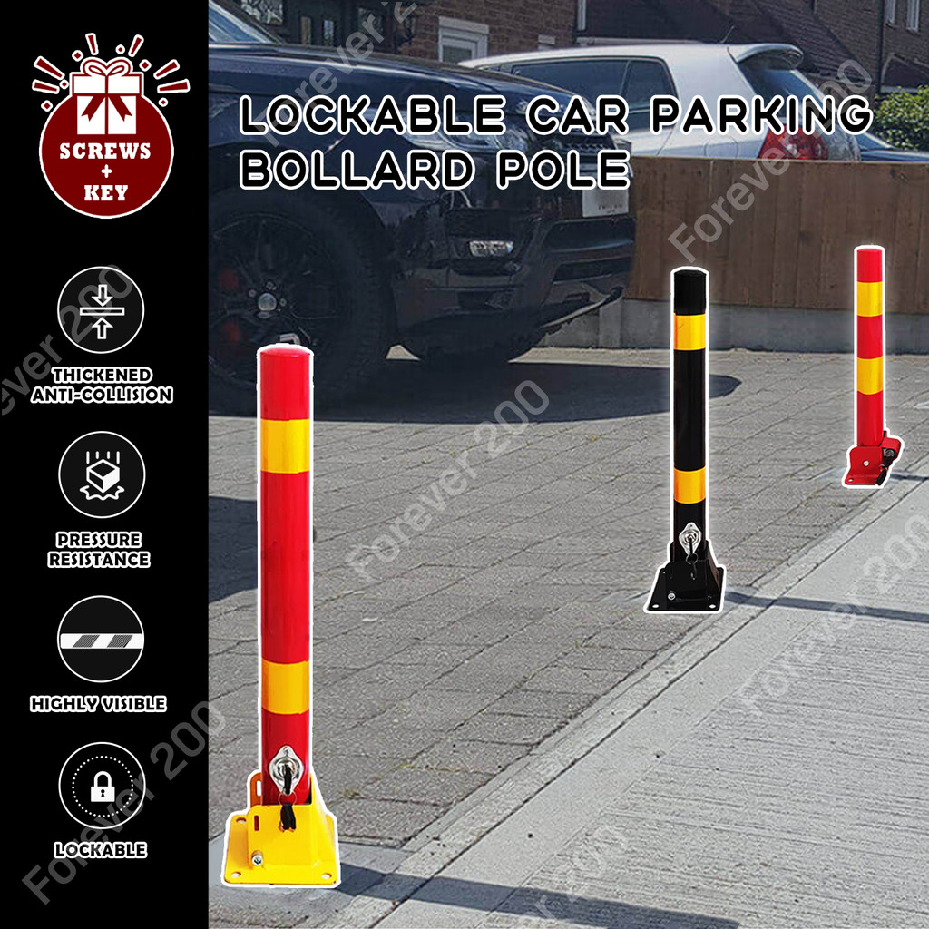 Parking Barrier Pole Vehicle Security Car Bollard Safety Post Lock ...