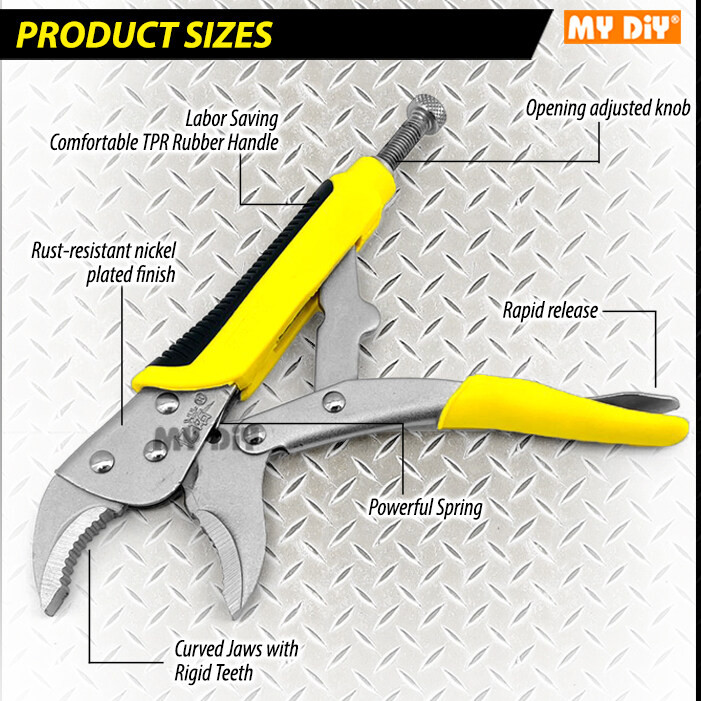 MYDIYHOMEDEPOT - 10" 250MM LOCKING PLIER CURVE JAW GRIP PLIER RUBBER ...
