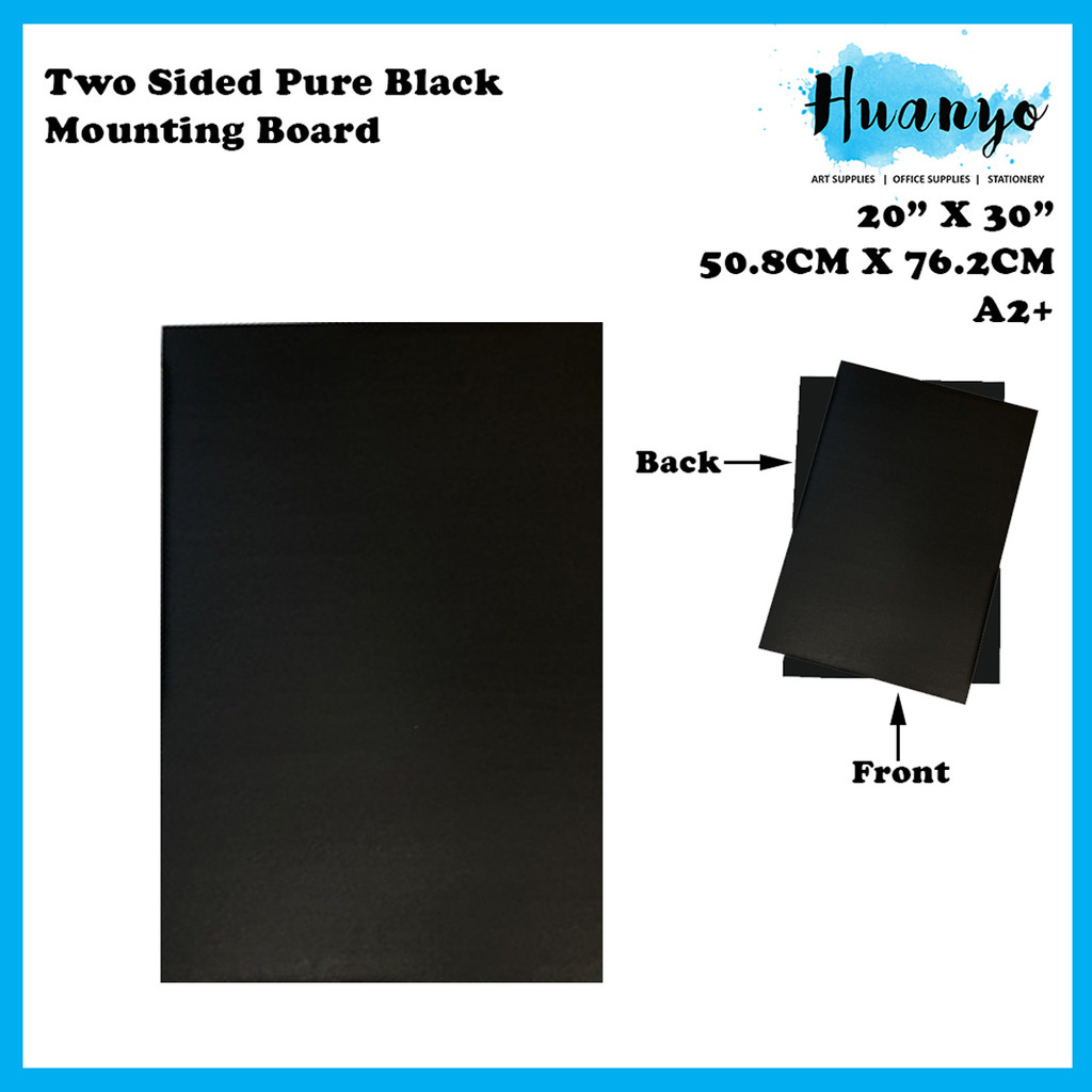 Double Sided Pure Black Mounting Board (A2+ 20 Inch X 30 Inch / 51 CM X ...