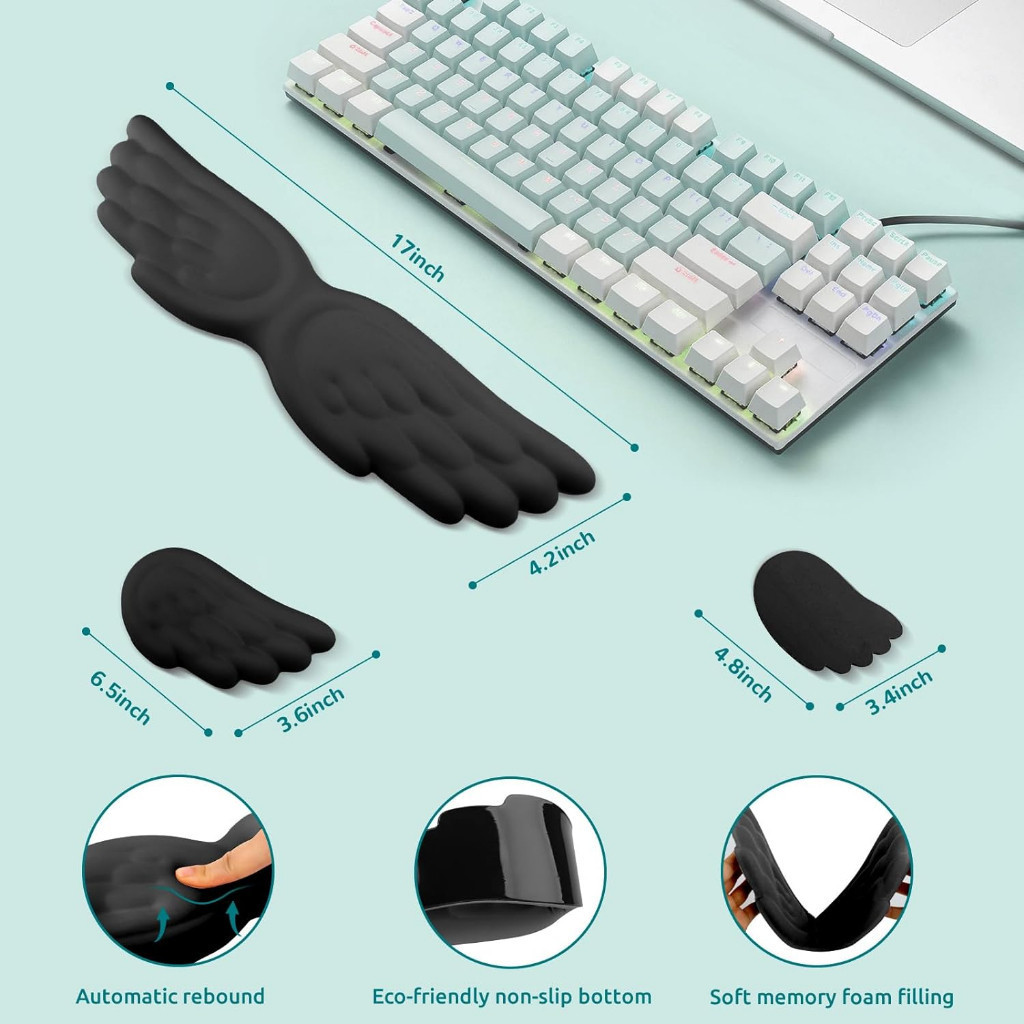Angel Wings Keyboard Wrist Rest Large Silicone Desk Mat Creative Design ...