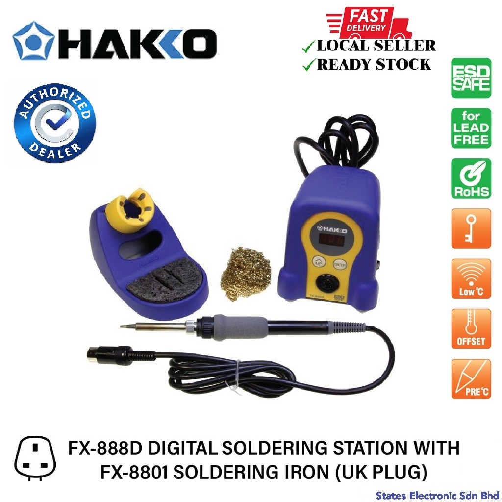 HAKKO FX-888D Digital Soldering Station with FX-8801 Soldering Iron (UK ...