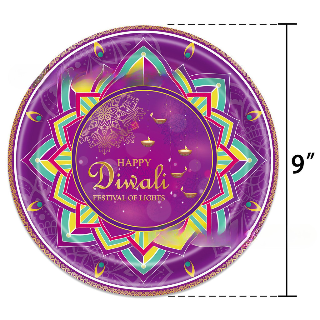 Cheereveal Happy Diwali Disposable Tableware Set Deepavali Paper Plate ...