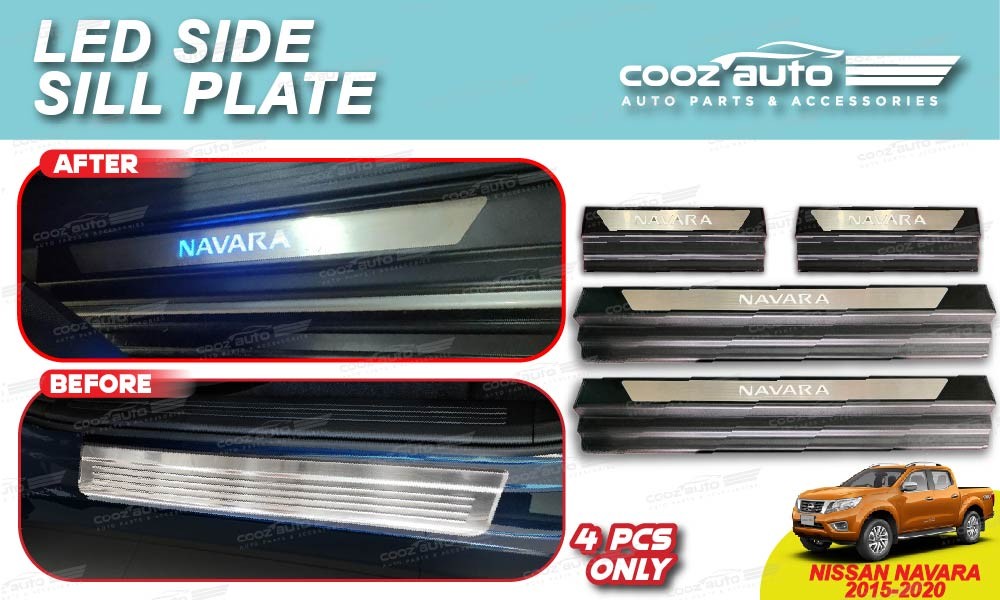 Nissan Navara NP300 2015 - 2020 LED Door Side Sill Step Plates Blue ...