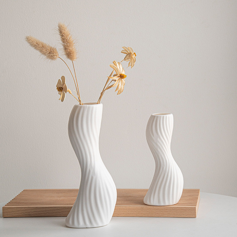Nordic Style Spiral Vases Minimalist Wave Table Flower Vase Simple Art ...
