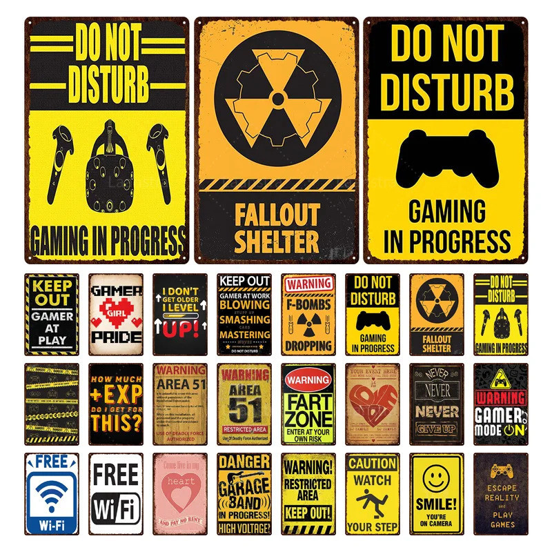Caution Watch Your Step Warning Metal Signs Wall Decor Iron Painting ...