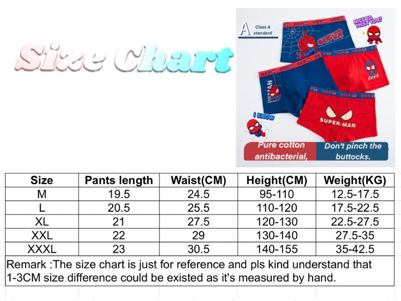 3-12 Years Old Cotton Boxer for Boys New 2pcs RANDOM DESIGN Cute Spider ...