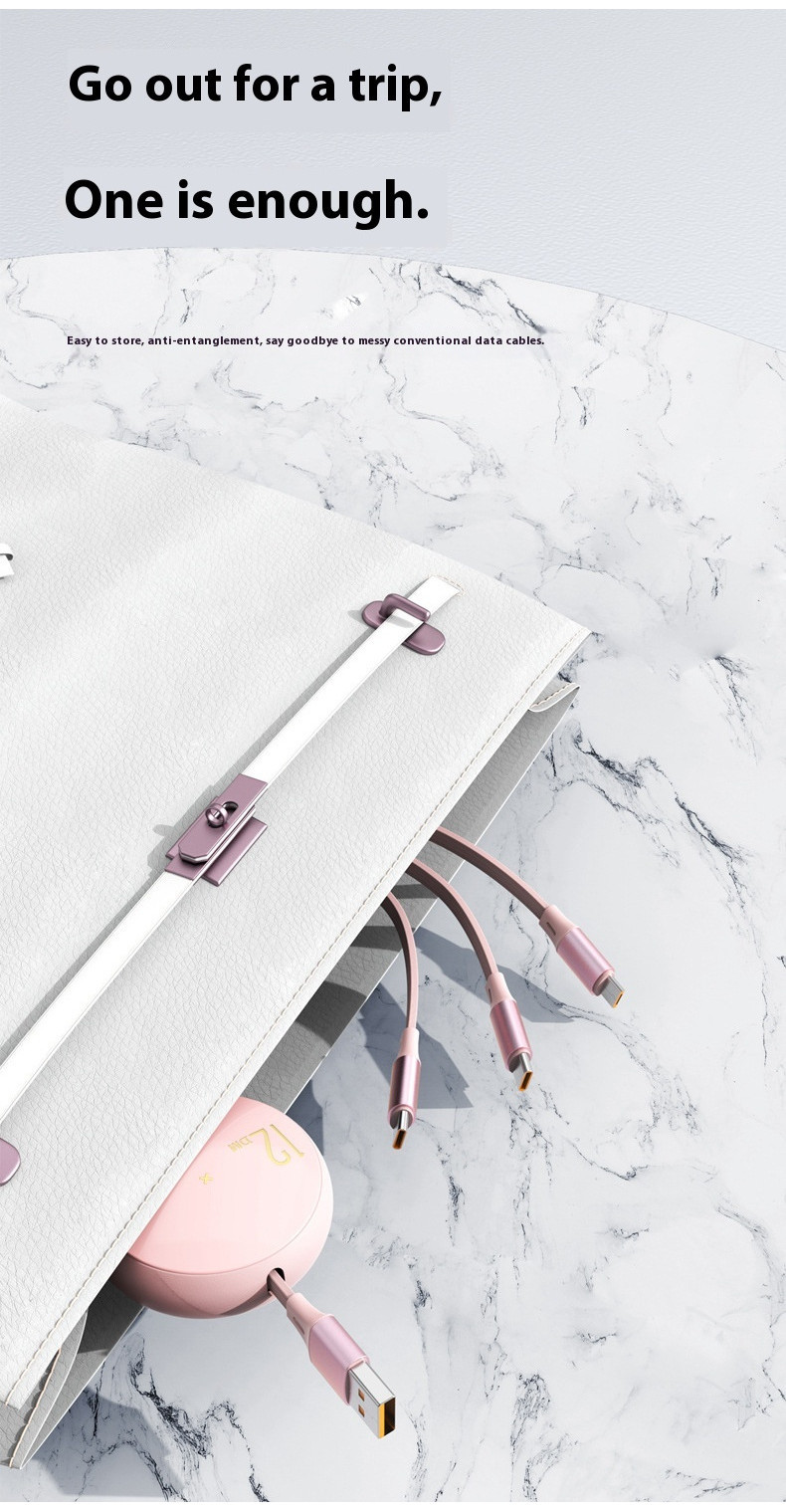 3 in 1 120W super fast charging retractable cable 100W USB cable for ...