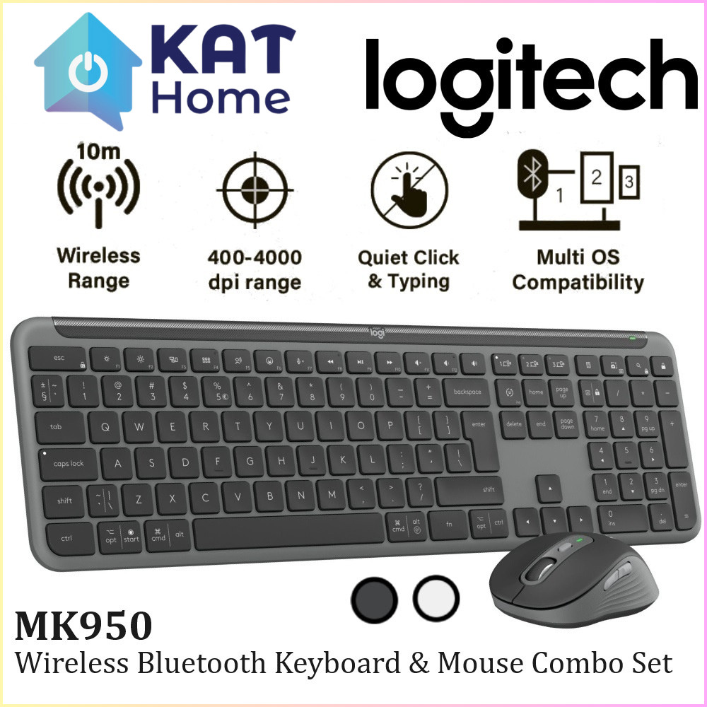 Logitech Signature Mk950 Slim Wireless Combo Set Keyboard And Mouse With Quiet Typing Bluetooth