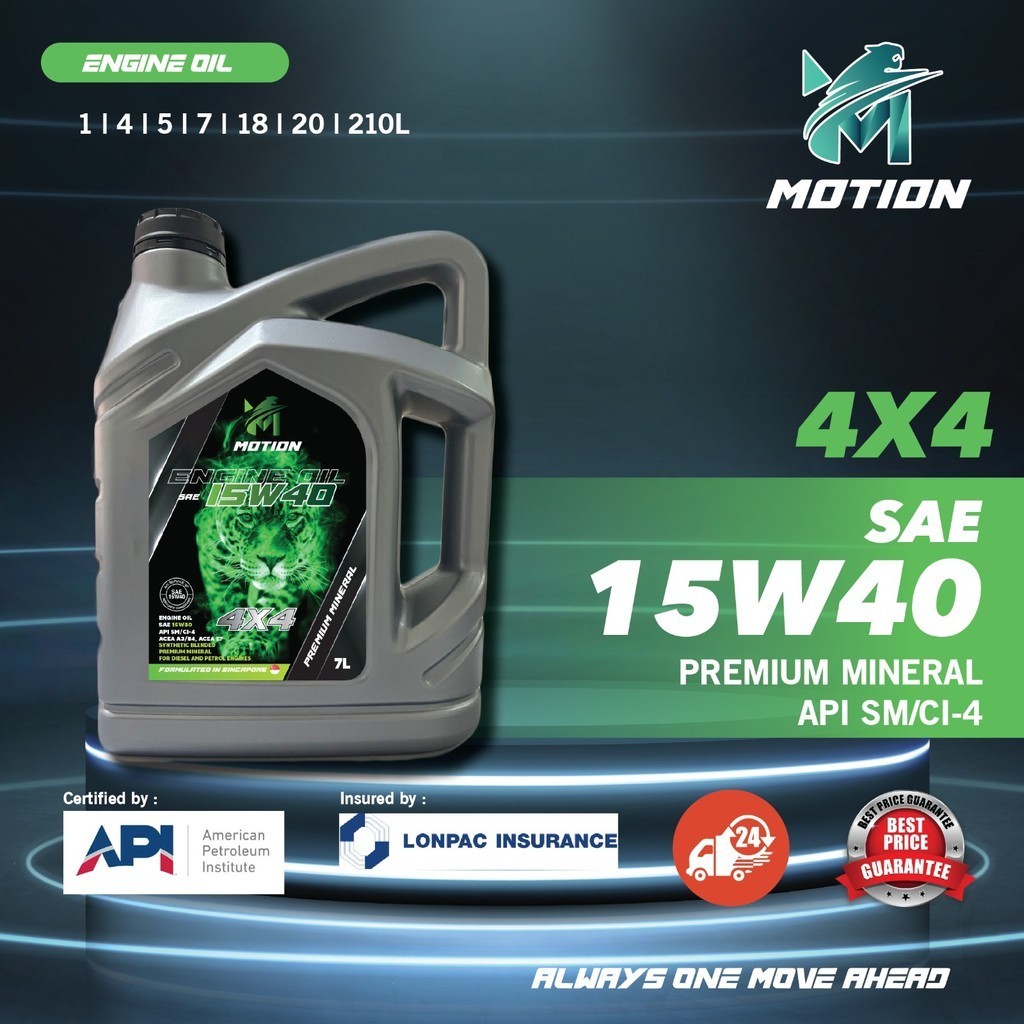 MOTION 15w40 7L MINERAL API SM CI4 Petrol Diesel Engine Oil Car ...