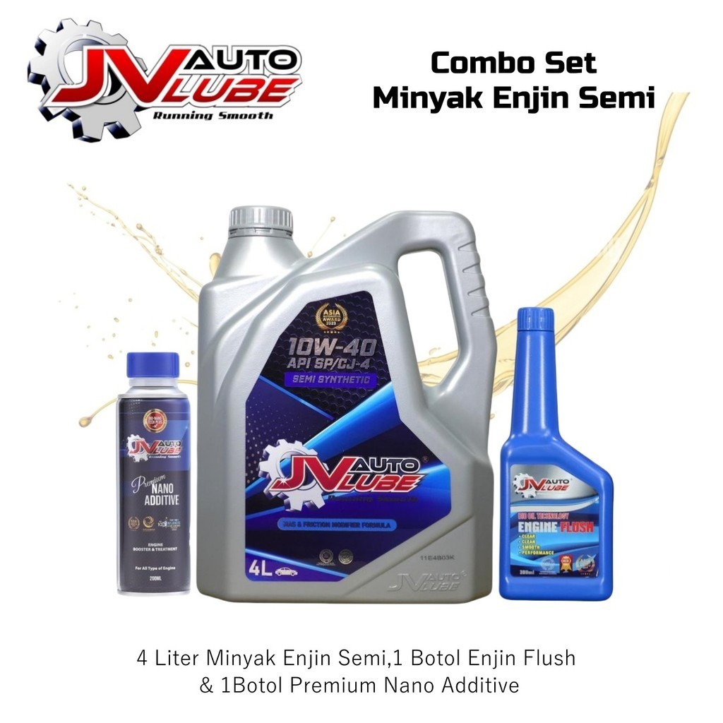 [Combo Deal] JV Auto Lube Set 10W-40 Semi (4 Liter) + Engine Flush (1 ...