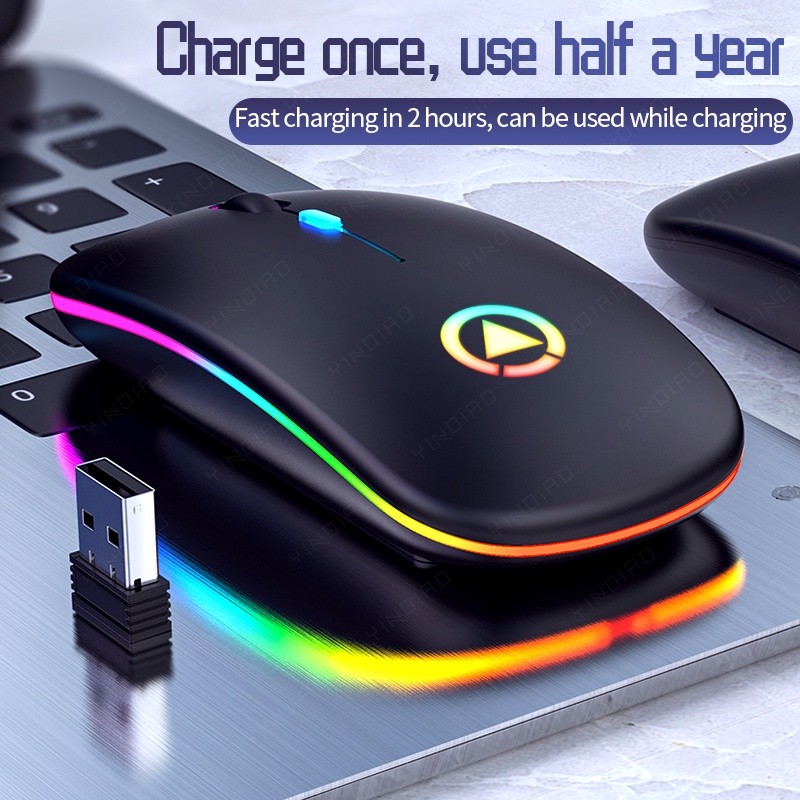 Rechargeable Mouse Wireless Silent LED Backlit Optical Ergonomic Gaming ...