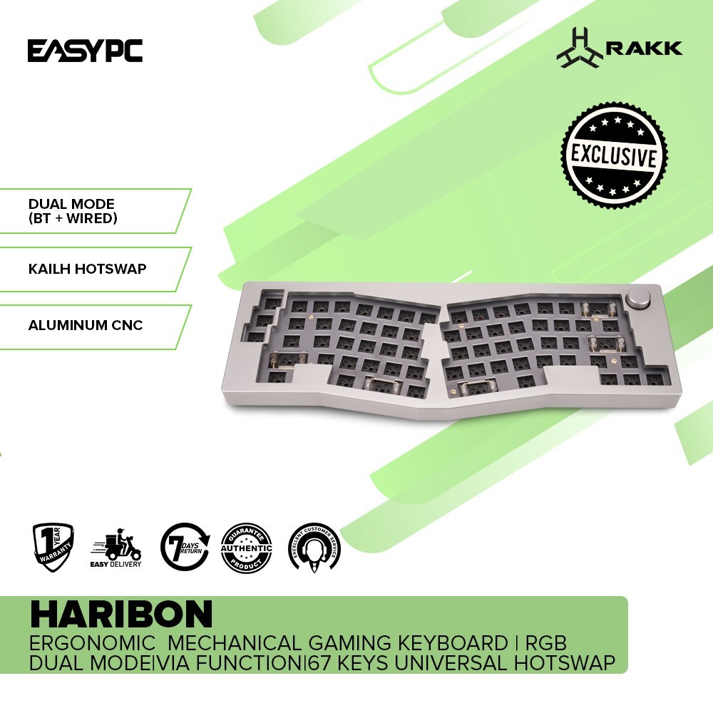 RAKK HARIBON Ergonomic Wireless Mechanical Keyboard| RGB | Dual Mode ...