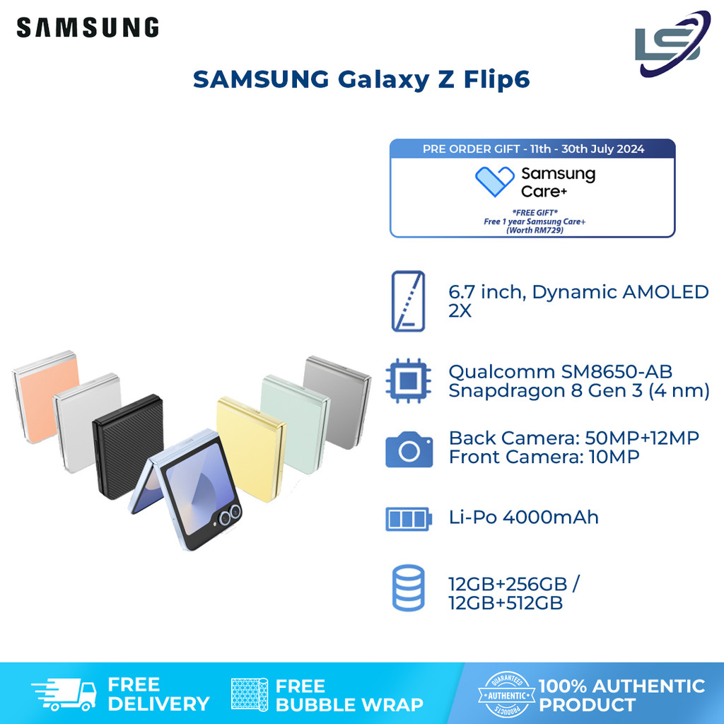 SAMSUNG Galaxy Z Flip6 | Qualcomm SM8650-AB Snapdragon 8 Gen 3 (4 nm ...