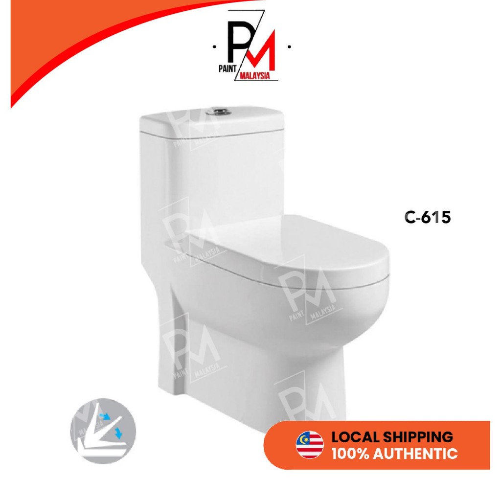 ZELLA C-615 Washdown Water Closet S-Trap 250MM One Piece Toilet Bowl ...