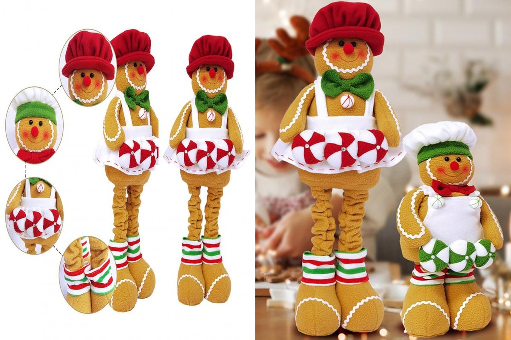 SL| Retractable Legs Christmas Ornament Adorable Gingerbread Man Doll ...