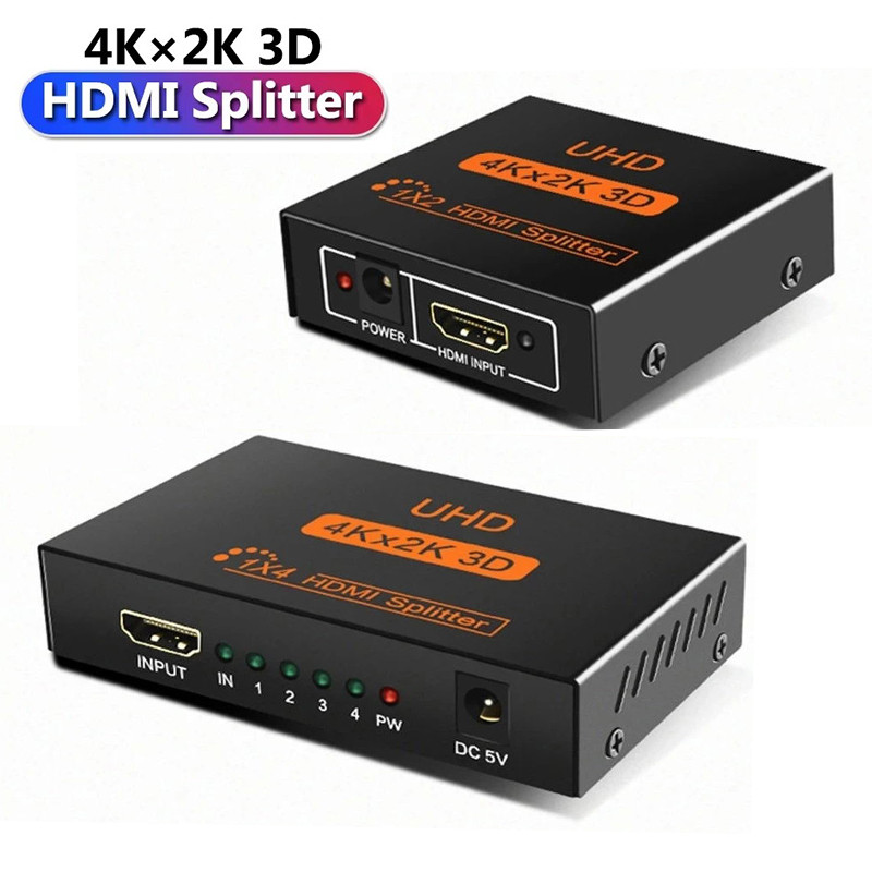 4K 2K HDMI Splitter 1x2 1x4 HDMI Video Splitter 1 in 2 out Adapter ...