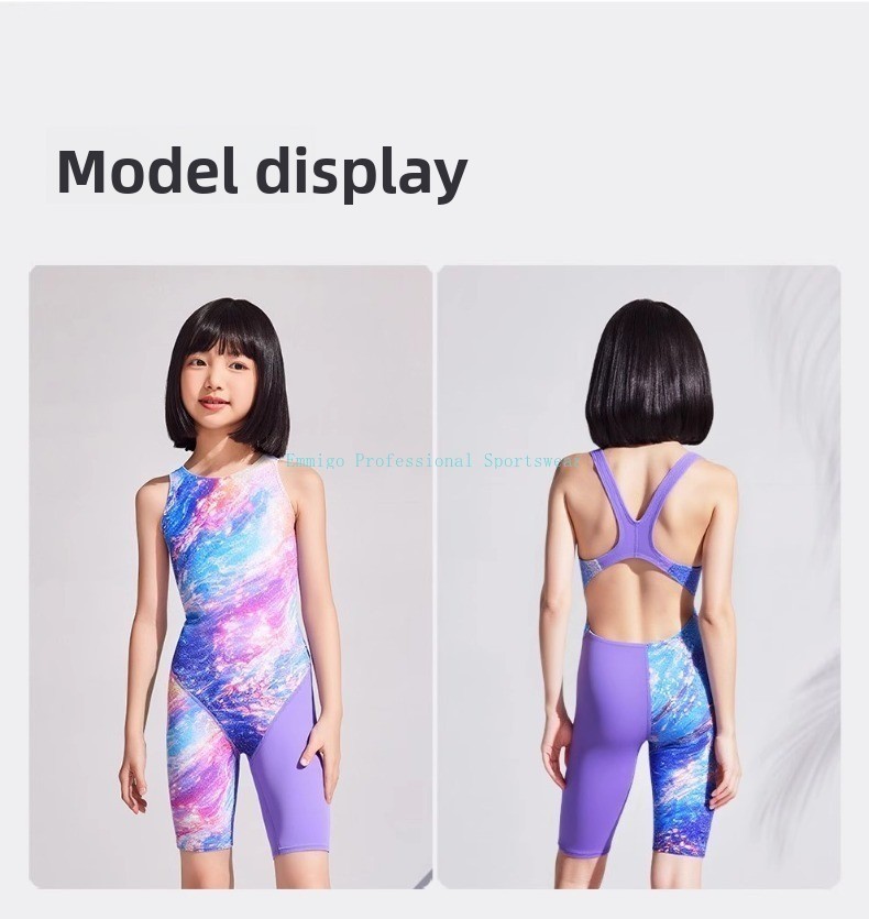Zoke Girls' Competition Swimwear Top-Grade Lycra Quick-Dry Knee-Length ...