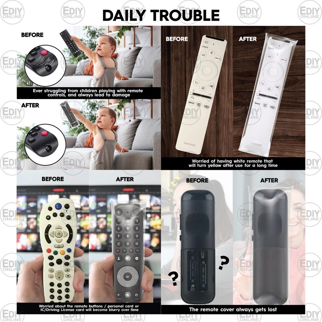 PVC Transparent TV Aircond Universal Remote Control Cover Storage Case ...
