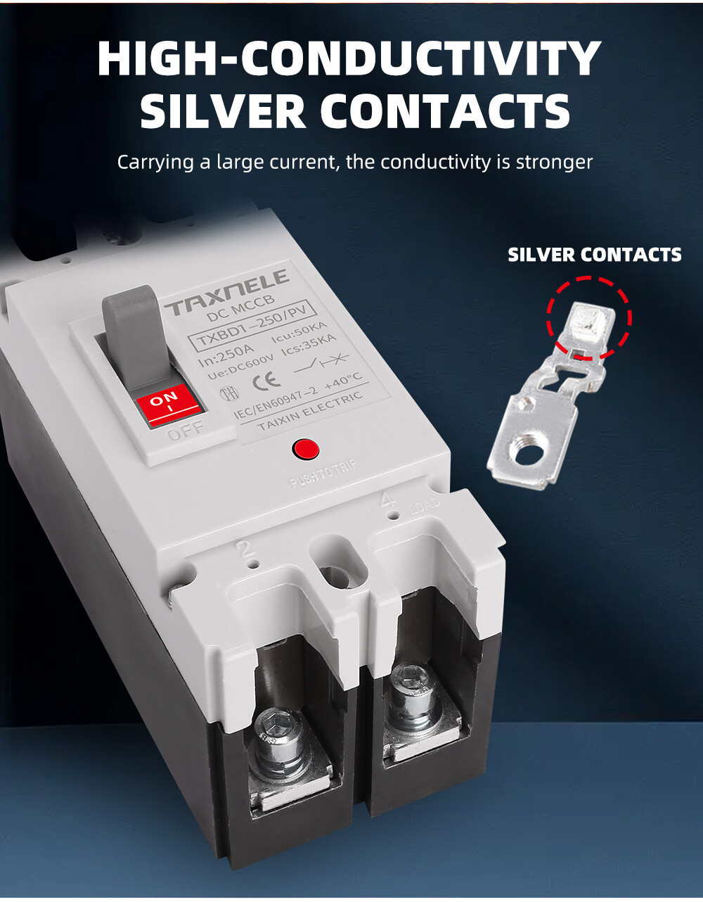 DC MCCB Circuit Breaker 2P 150A 250A 600V Overload Protection Switch PV ...