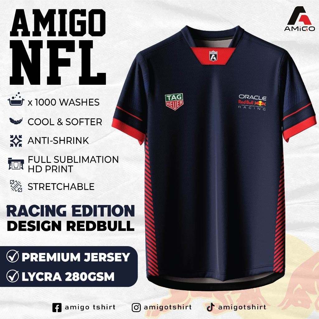 AMIGO NFL Sublimation Microfiber Jersey tshirt Design Redbull baju ...