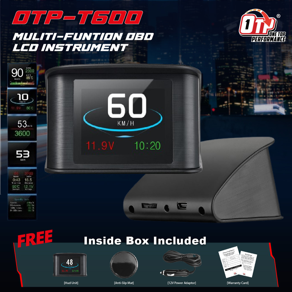 OTP T600 OBD2 Perodua Alza 2014 keatas Meter Gauge Car GPS Alarm Speed Display Water Temp RPM ...