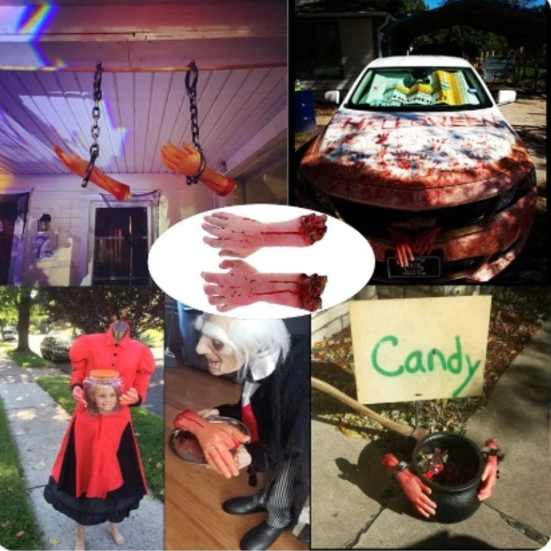 Halloween Horror Props Bloody Broken Hand and Broken Leg Haunted House ...