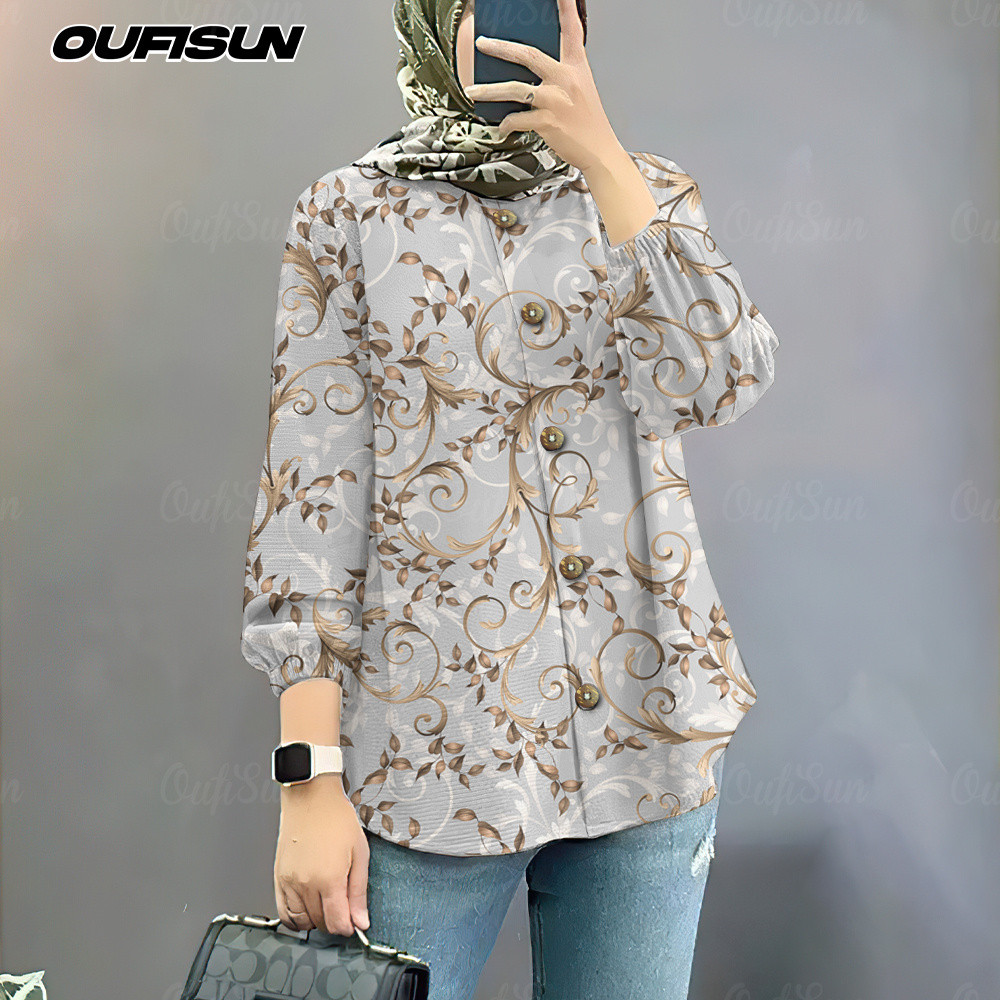 Baju Muslimah Blouse Style Retro ethnic Muslim shirt modern muslim ...