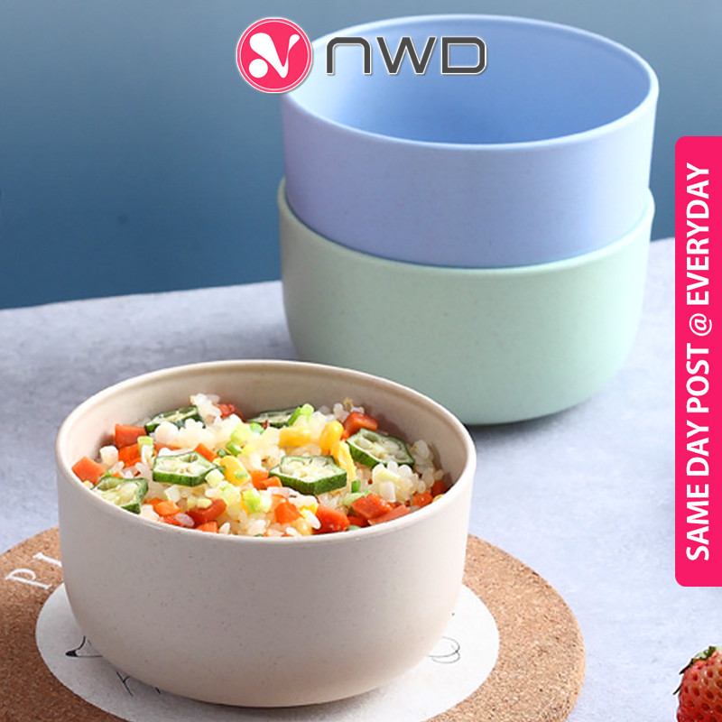 𝗔𝗡𝗧𝗜 𝗙𝗔𝗟𝗟 》 Wheat Straw Bowl Round Nordic Snack Plate Rice Noodles Soup ...