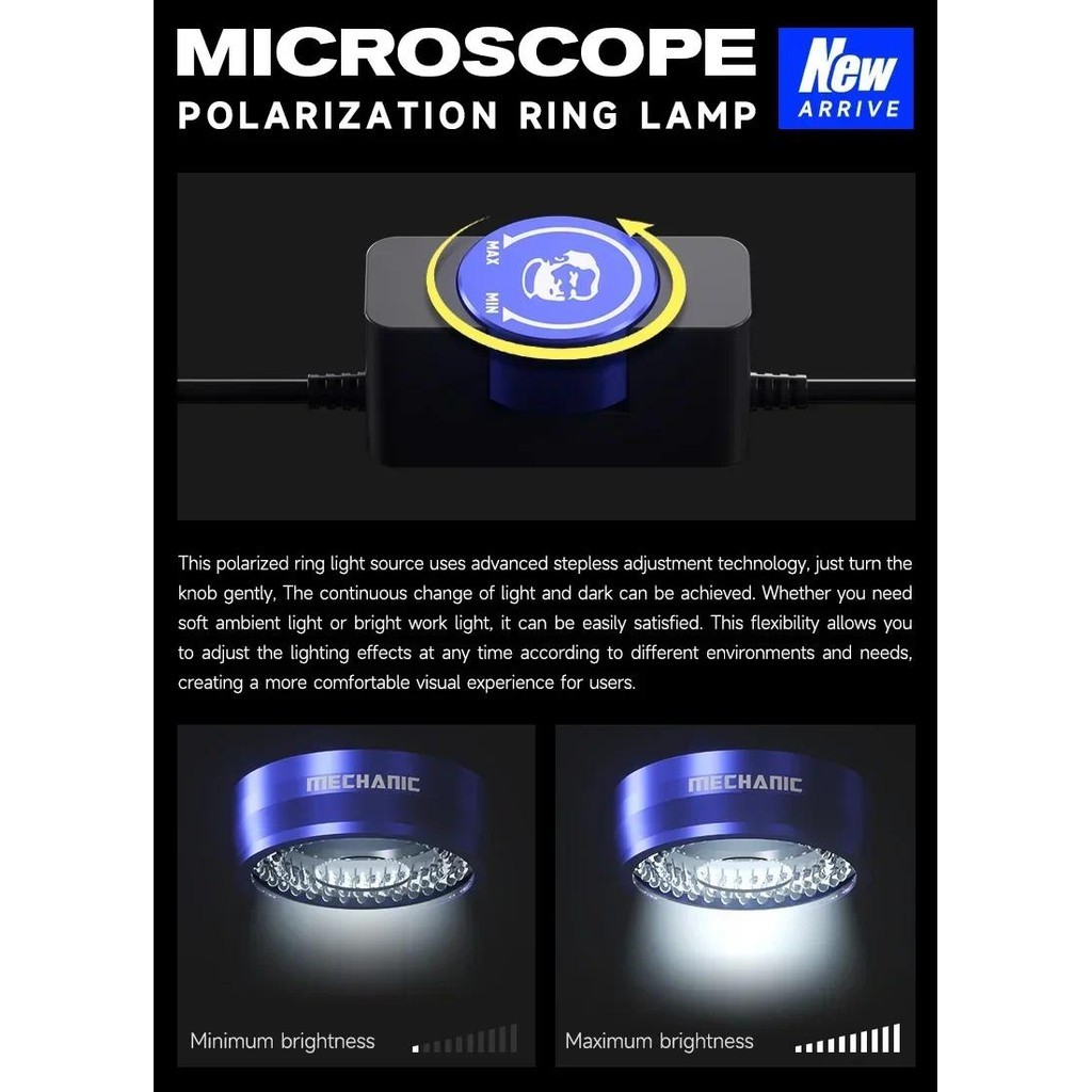 Mechanic LS720 Microscope Ring Light Polarized Ring Light Eliminates ...
