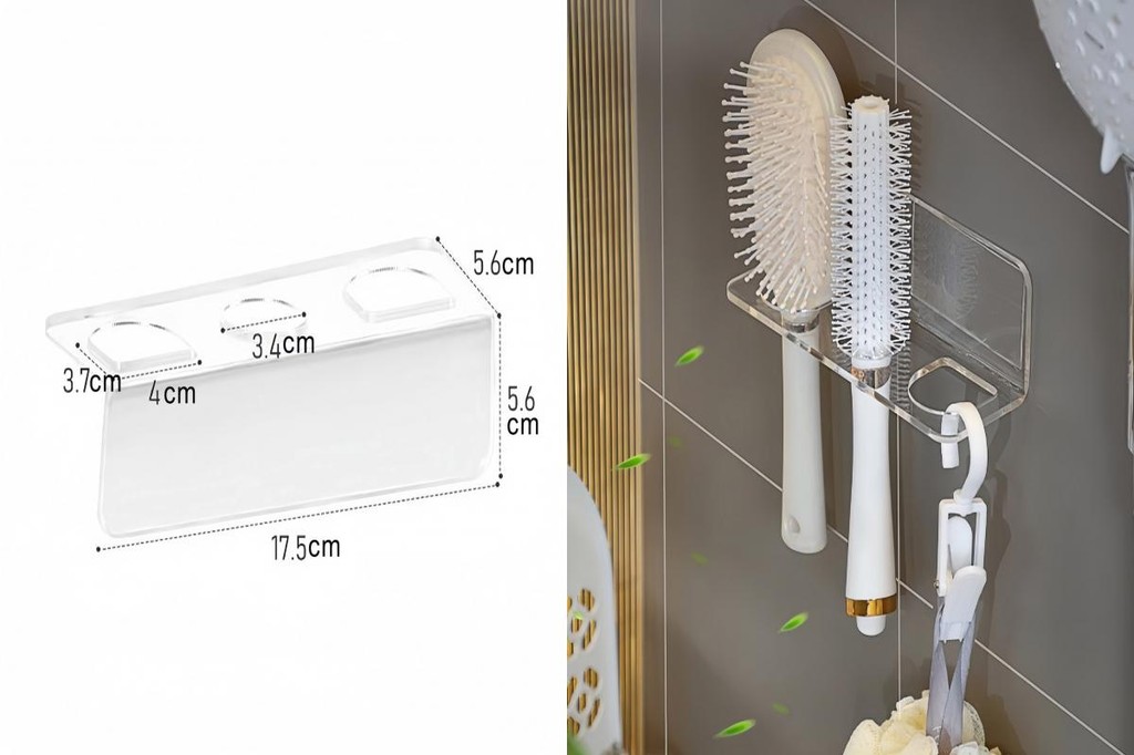 Compact Bathroom Comb Holder Bathroom Organizer Space-saving Wall ...