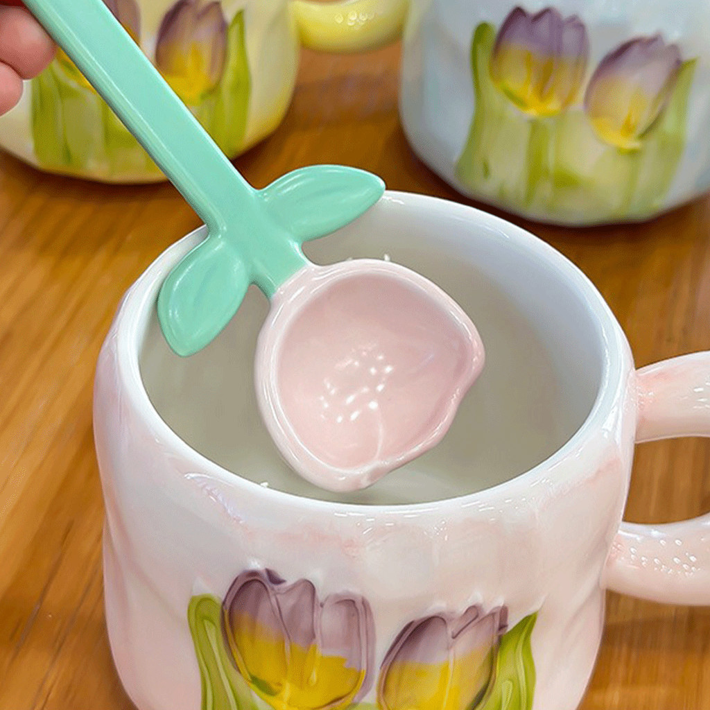450mL PERCUMA Sudu Dan Penutup Flower Cawan Comel Seramik Set Hadiah ...