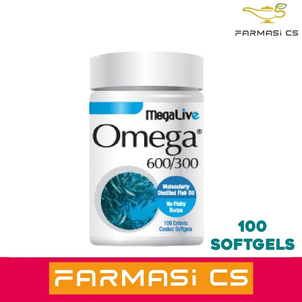 MegaLive Omega 600 / 300mg 100s EXP:08/2025 Fish Oil Omega 3 EPA DHA ...