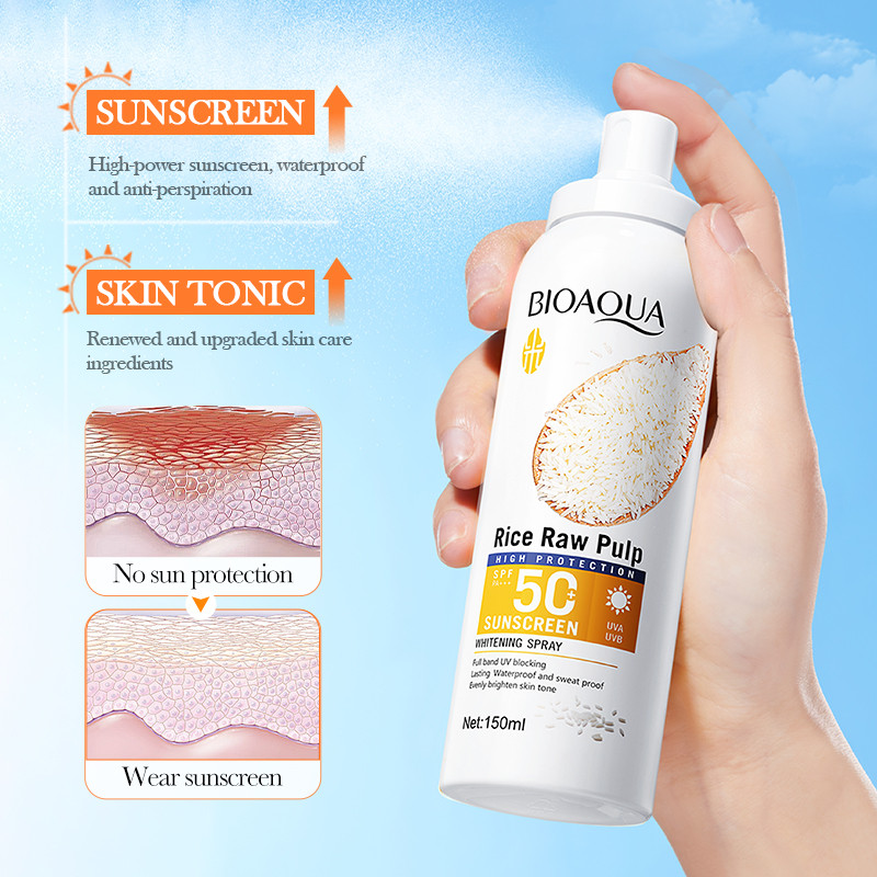 BIOAQUA Rice Raw Pulp SPF50+ PA+++ High Protection Sunscreen Whitening ...