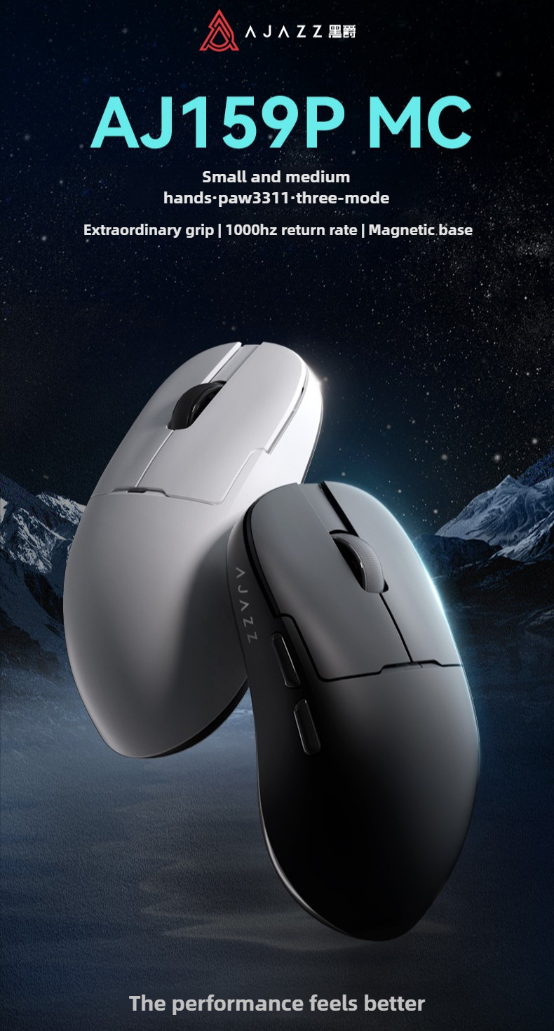 AJAZZ AJ159P MC Magnetic Wireless Bluetooth Mouse Three Mode Game Mouse Ergonomic Lightweight ...