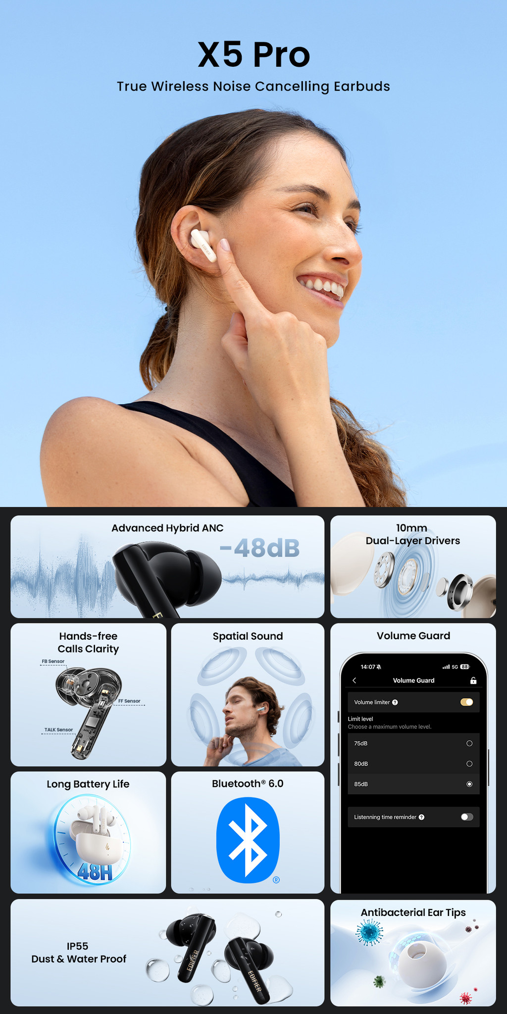 Edifier X5 Pro V2/X5 Pro True Wireless Active Noise Cancellation ...