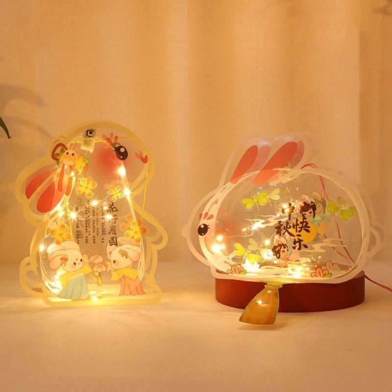Moon Rabbit Shaped Lanterns Cartoon Flower Palace Lantern Mid-Autumn ...