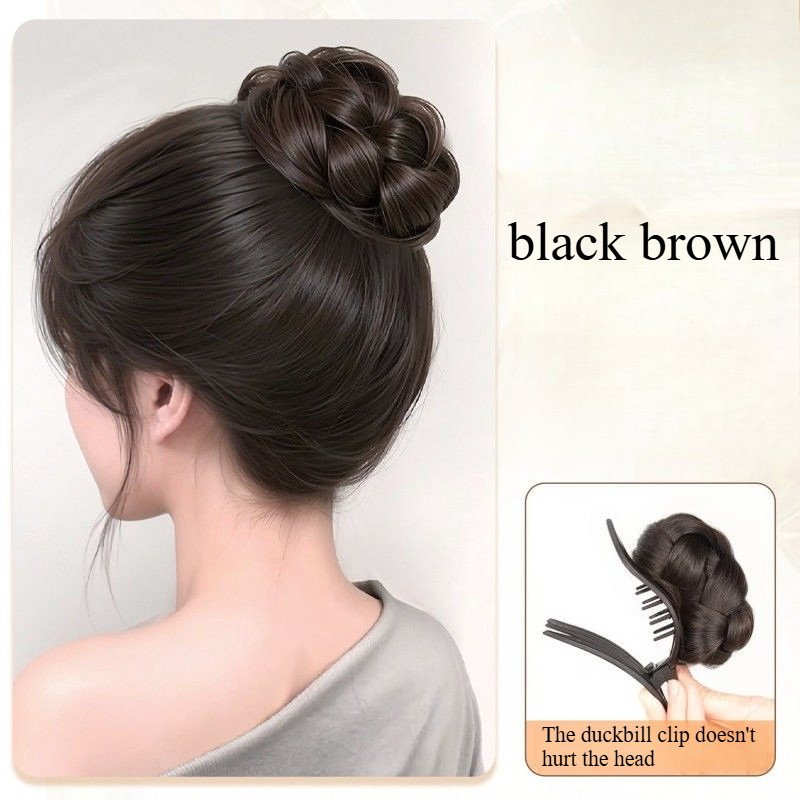 Bun Wig Clip-in Hair Extension: Natural Fake Hair Updo for Ponytail ...