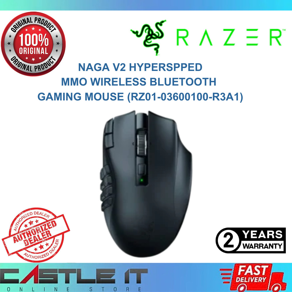 Razer NAGA V2 HYPERSPPED MMO Wireless Bluetooth Gaming Mouse (RZ01 ...