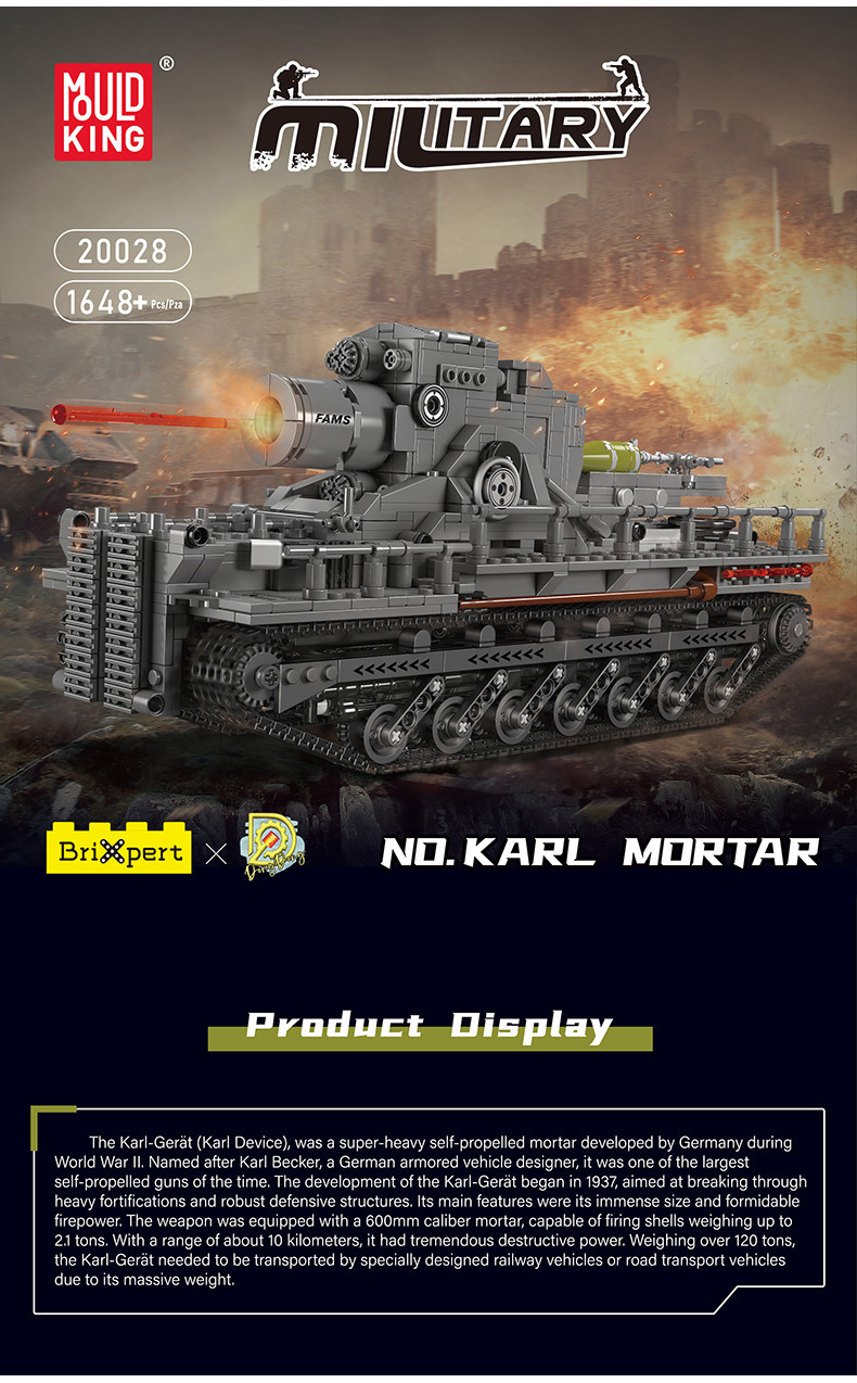 Mould King 20028 Military Remote Controlled Karl Mortar Tank Building ...