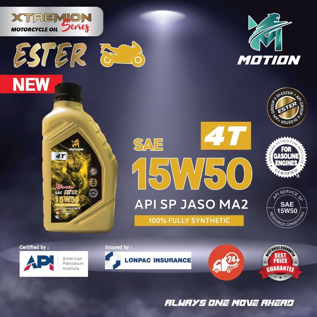 MOTION 4T 15w50 ESTER XTREMION API SP 1L Fully Synthetic Motorcycle ...