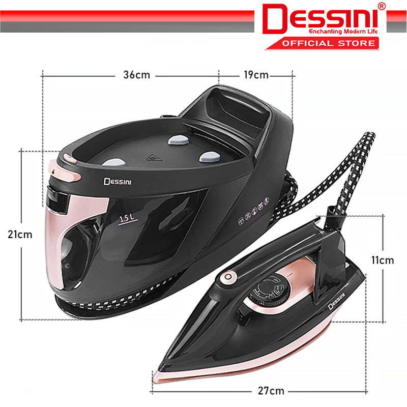 DESSINI ITALY 2200W Electric Ceramic Soleplate Garment Steam Iron ...