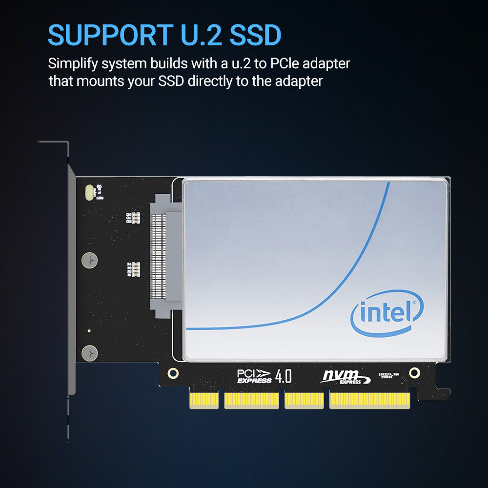 JEYI U.2 to PCIe 4.0 Adapter, NVMe 2.5" U.2 (SFF-8639) SSD PCIe x4 x8 ...