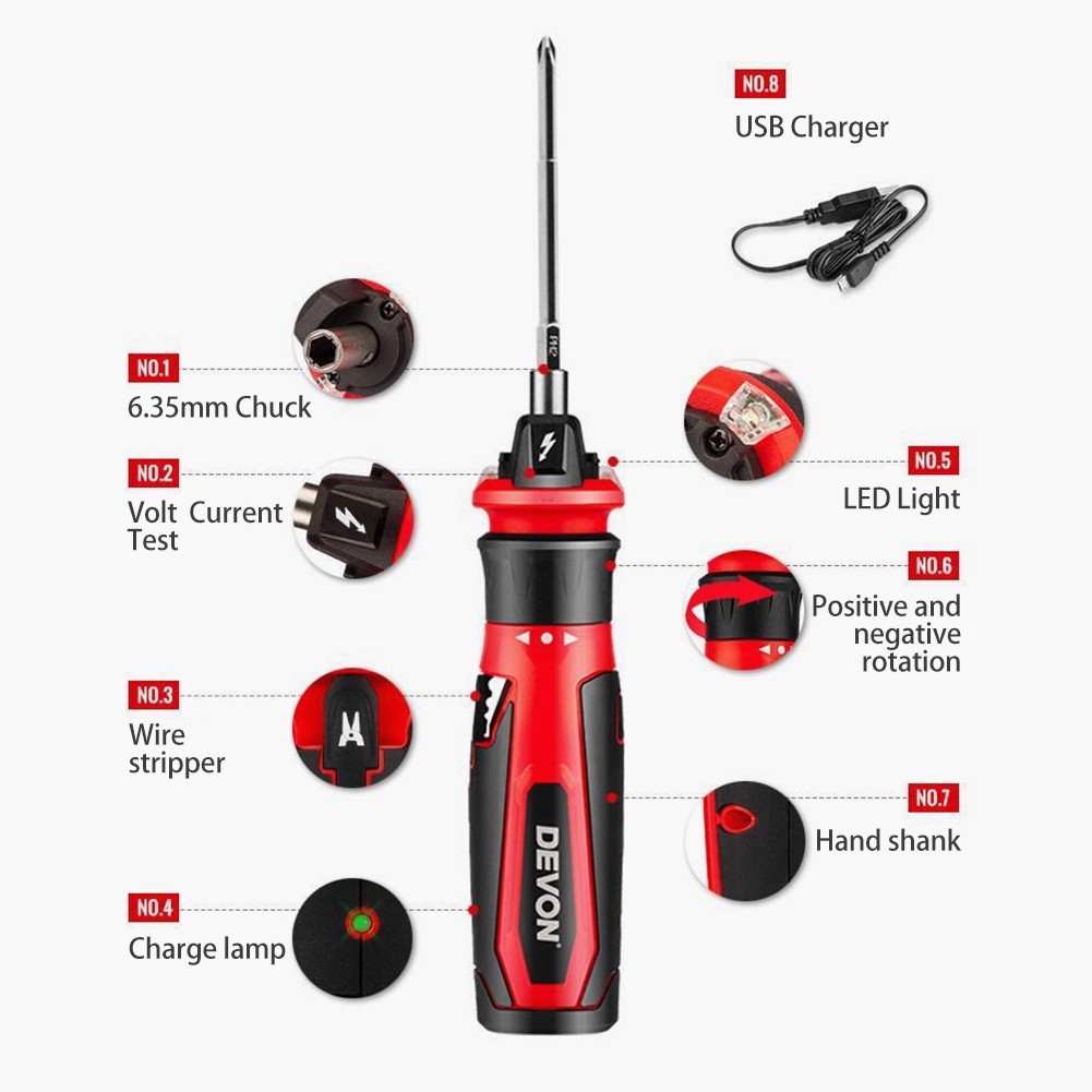 Devon 4V Electrical Screwdriver Set Smart Cordless Electric Screw ...