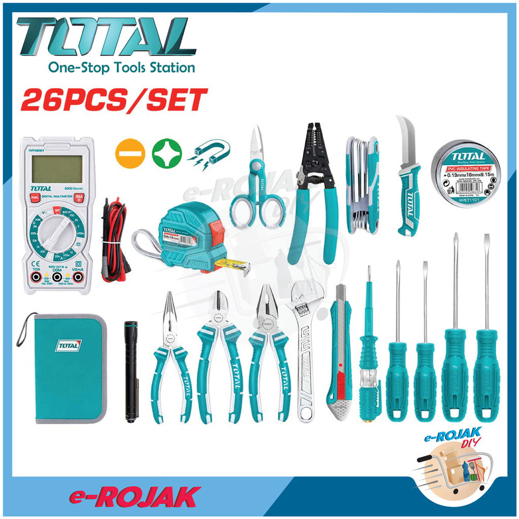 TOTAL 26 Pcs Electrician’s Tools Set 电工工具 - TKETS0261 Alatan ...