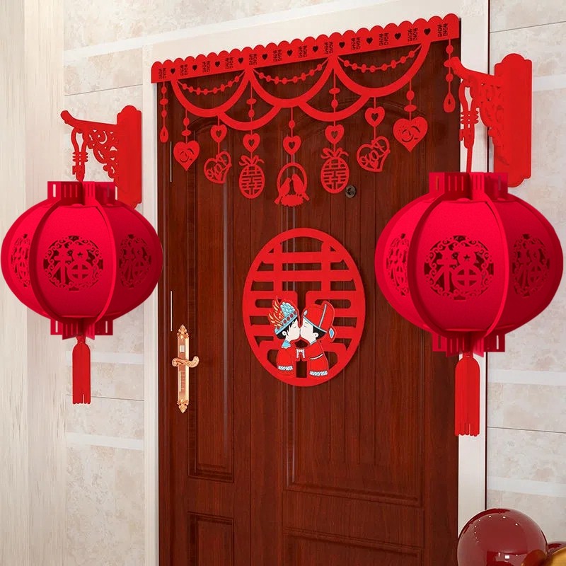 Chinese Red Lantern Simple CNY Felt Lantern Spring Festival Lantern ...