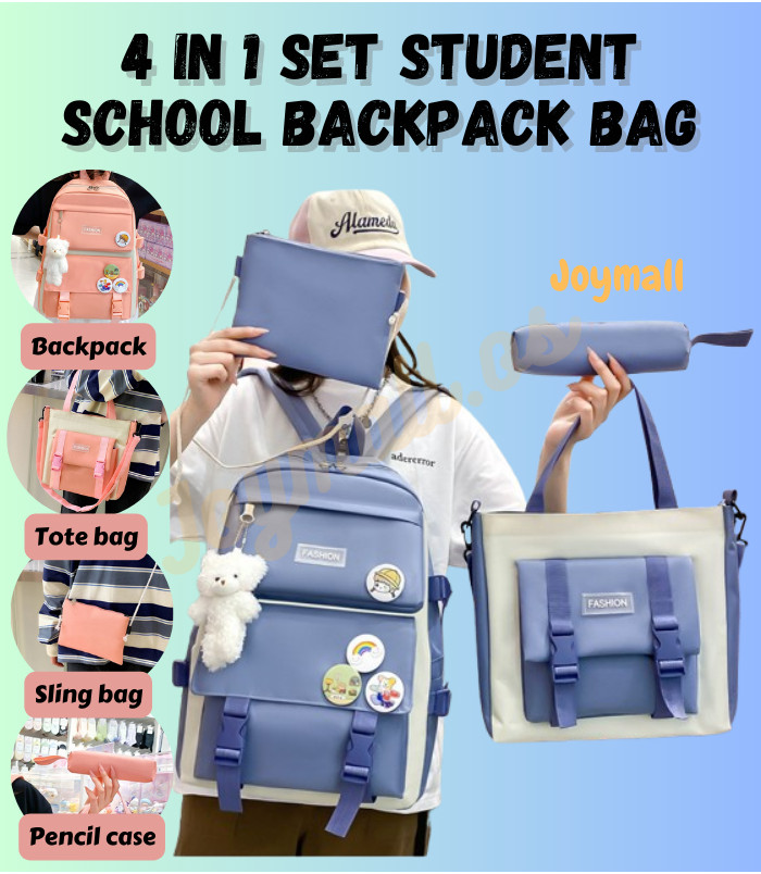 【Joymall】4in1 Student School Bag Backpack Tote Sling Bag Beg Sekolah ...