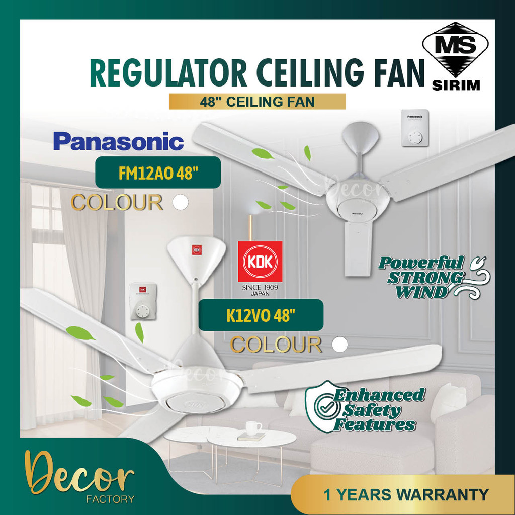KDK Baby Fan KDK K12VO 48'' / Panasonic Ceiling Fan Panasonic FM12AO 48 ...
