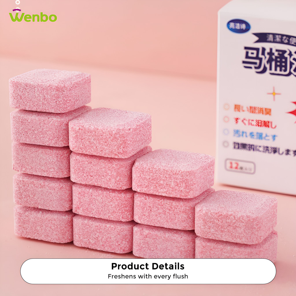 Wenbo [12pcs/box] Pink Magic Toilet Bowl Cleaner Pink Bubble Flushing ...