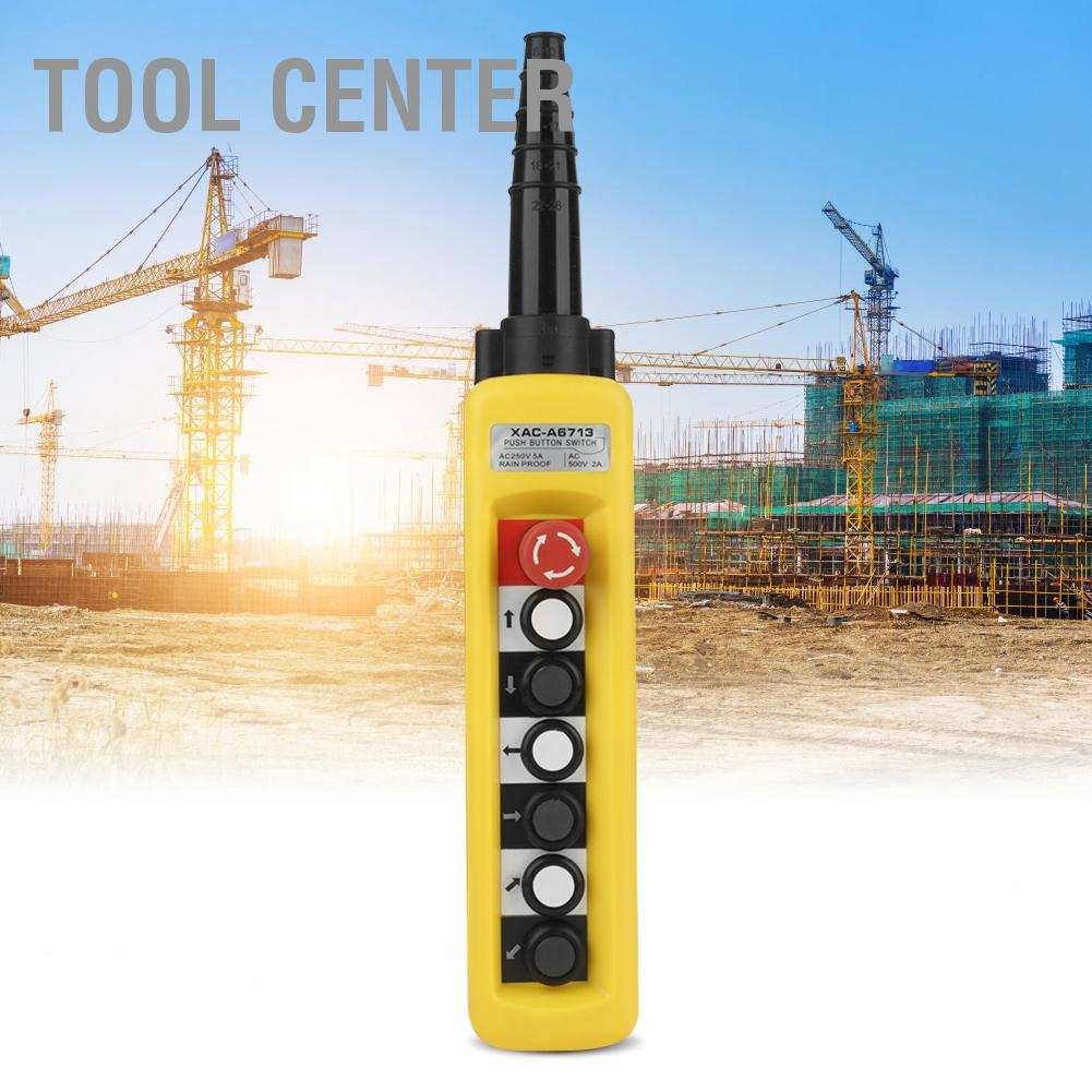 Crane Chain Hoist Push Button Switch Lifting Pendant Rainproof Controller with Emergency Stop ...